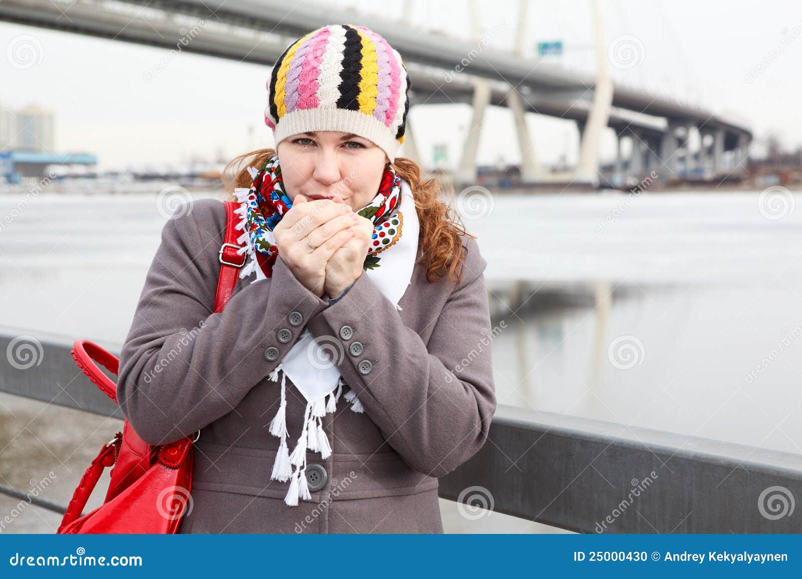 Woman Warming Hands in the Cold Stock Photo - Image of headscarf ...