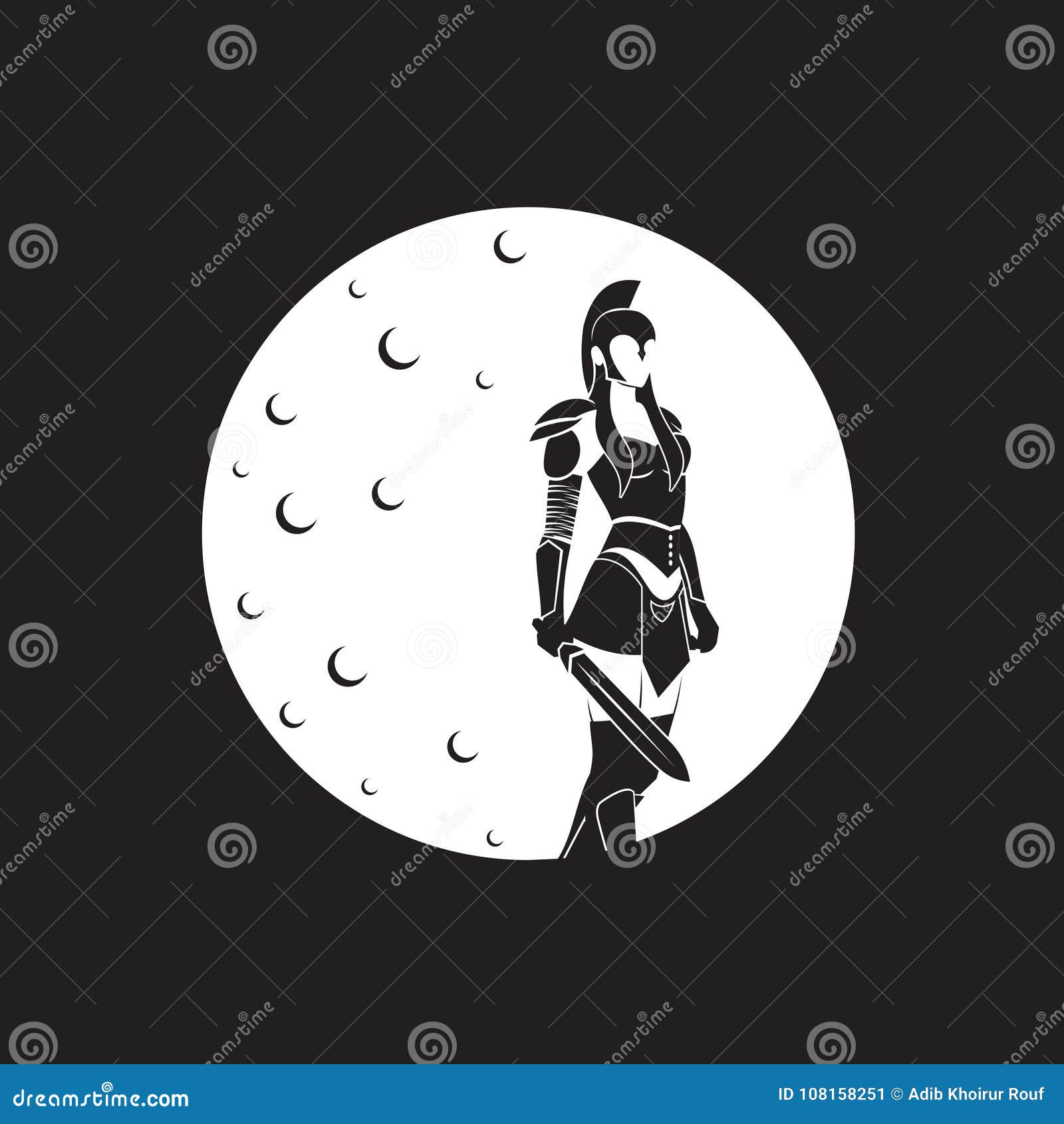 Woman Warrior Ilustration Logo Stock Vector - Illustration of resizable ...