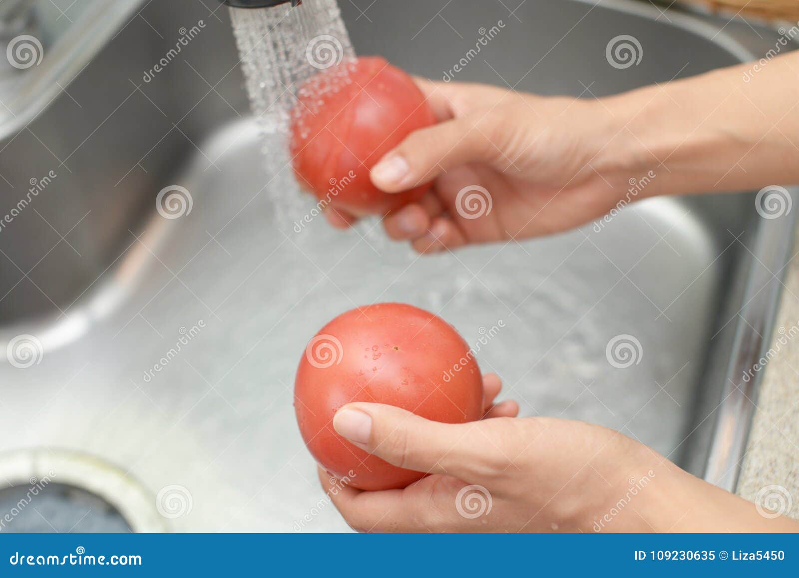 Woman wash the tomatoes stock image. Image of gourmet - 109230635