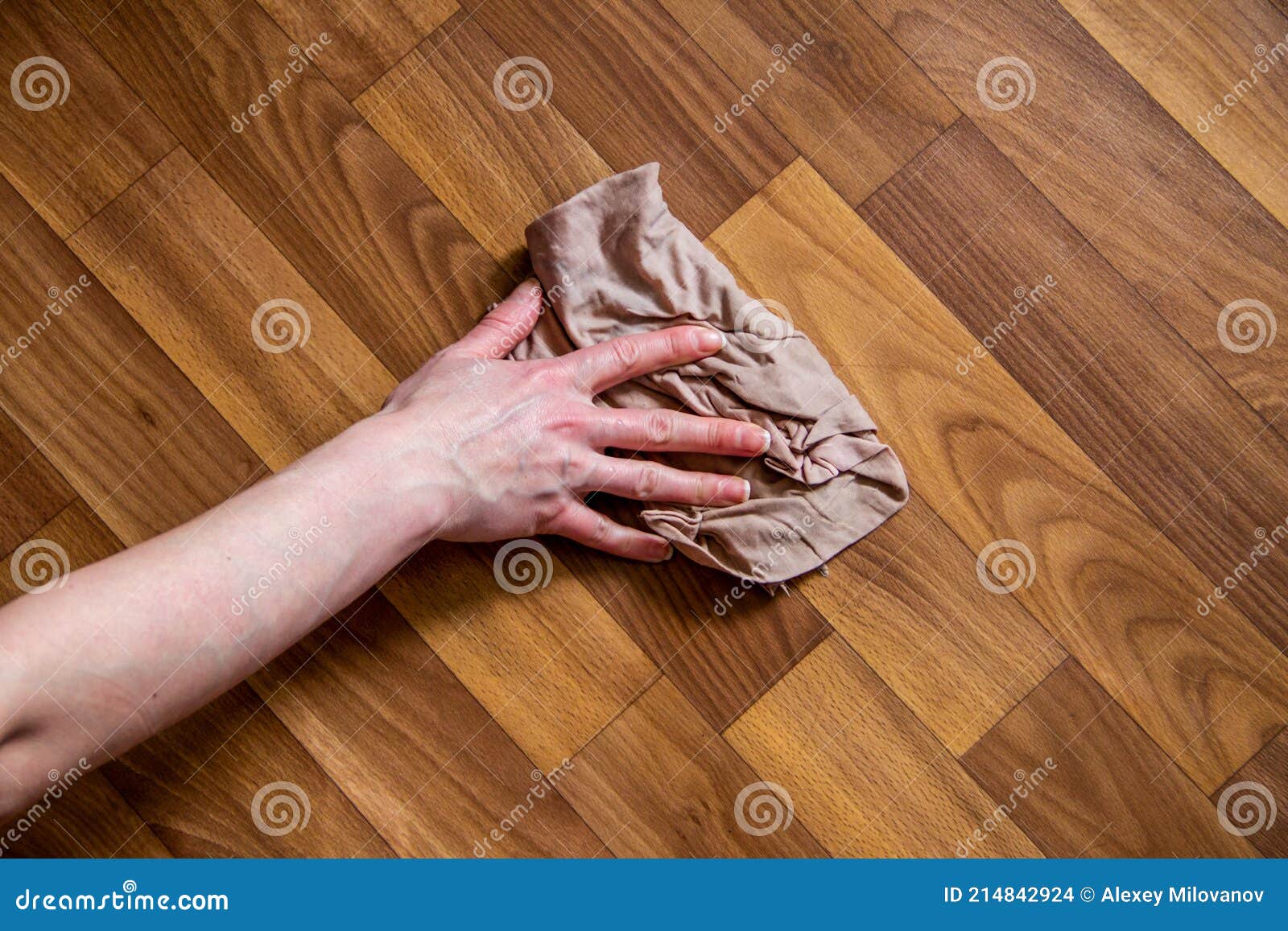 Woman Washes the Parquet Floor with a Rag Stock Photo - Image of house ...