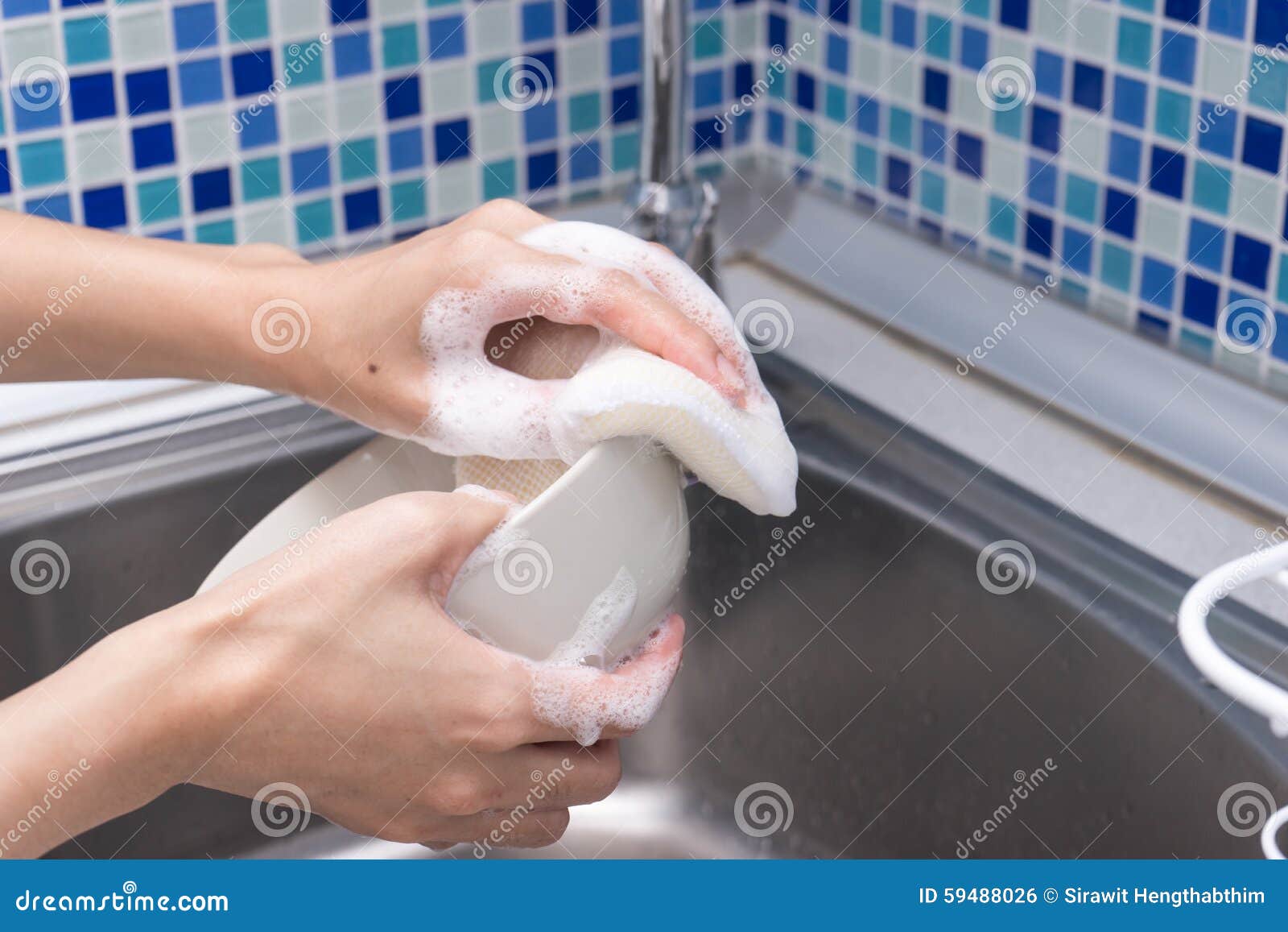 Woman Washing the Bowl in the Kitchen Sink Area 1 Stock Photo - Image ...