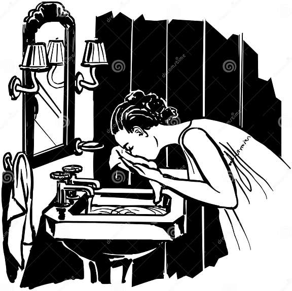 Woman Washing Face stock vector. Illustration of beauty - 42093638