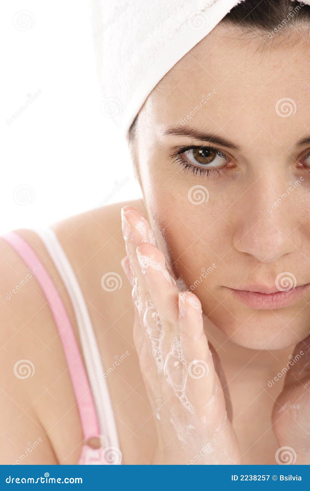 Woman washing face II stock image. Image of home, care - 2238257
