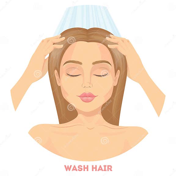 Woman Washing Hair Stock Vector Illustration Of Healthy 98779902