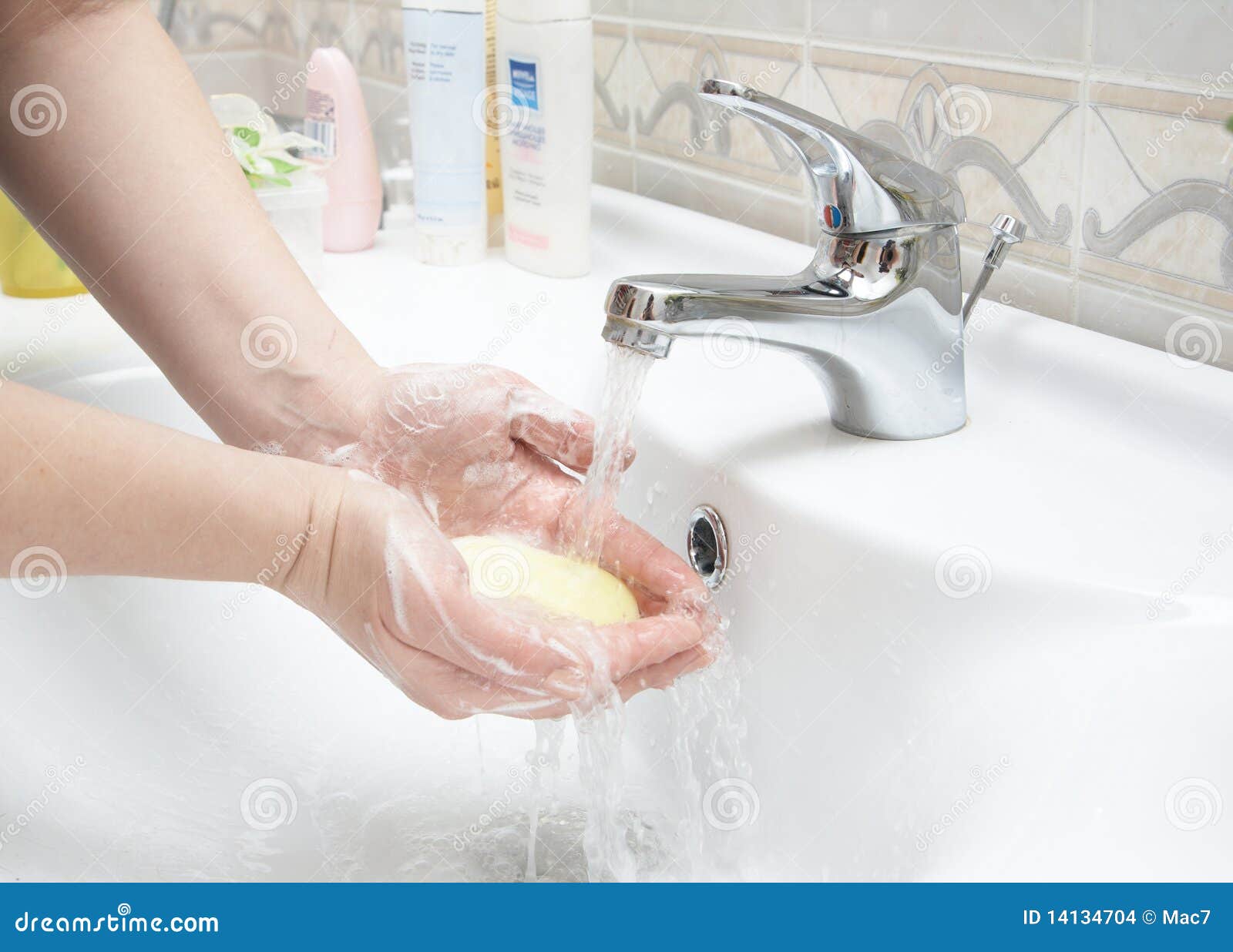 Woman washing hand stock photo. Image of prevention, faucet - 14134704