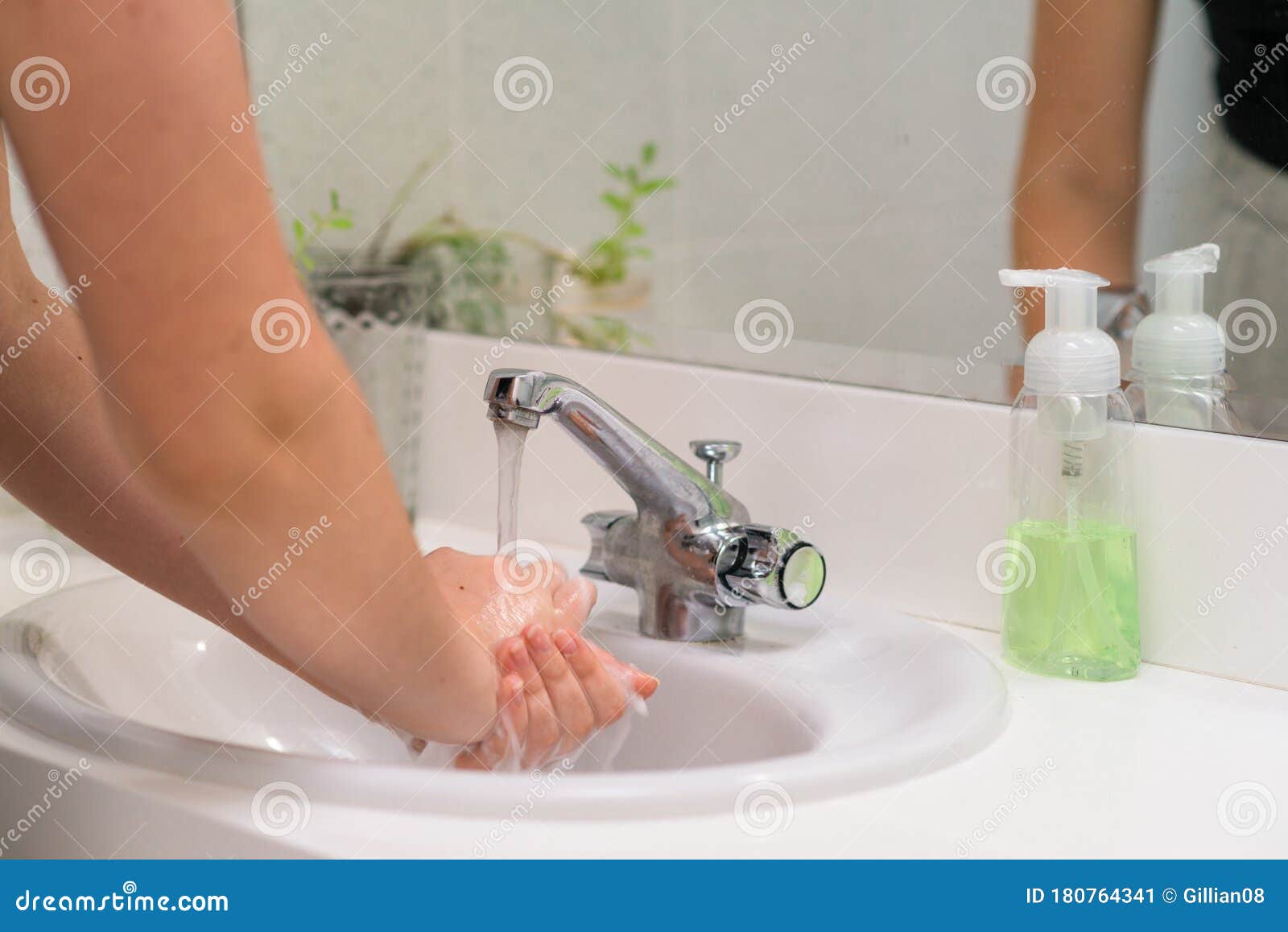Woman Washing Hands in Basin Stock Image - Image of basin, properly ...