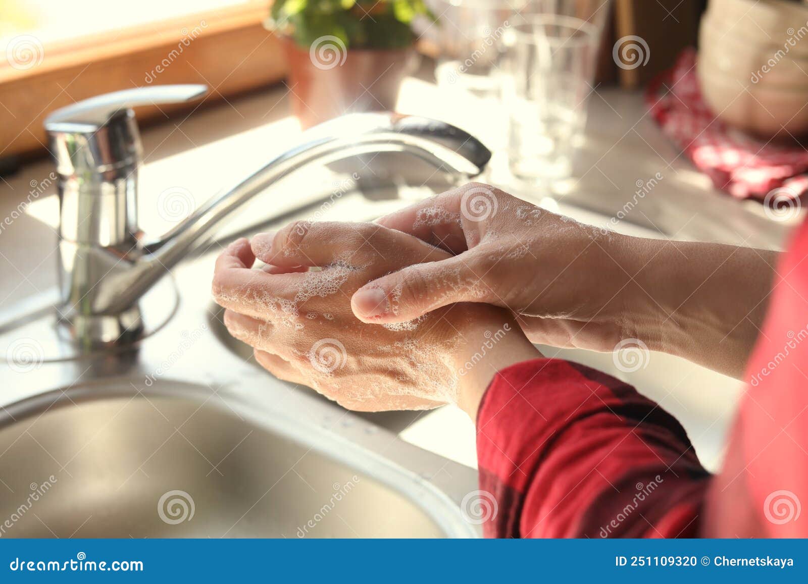 Woman Washing Hands in Kitchen, Closeup View Stock Photo - Image of ...