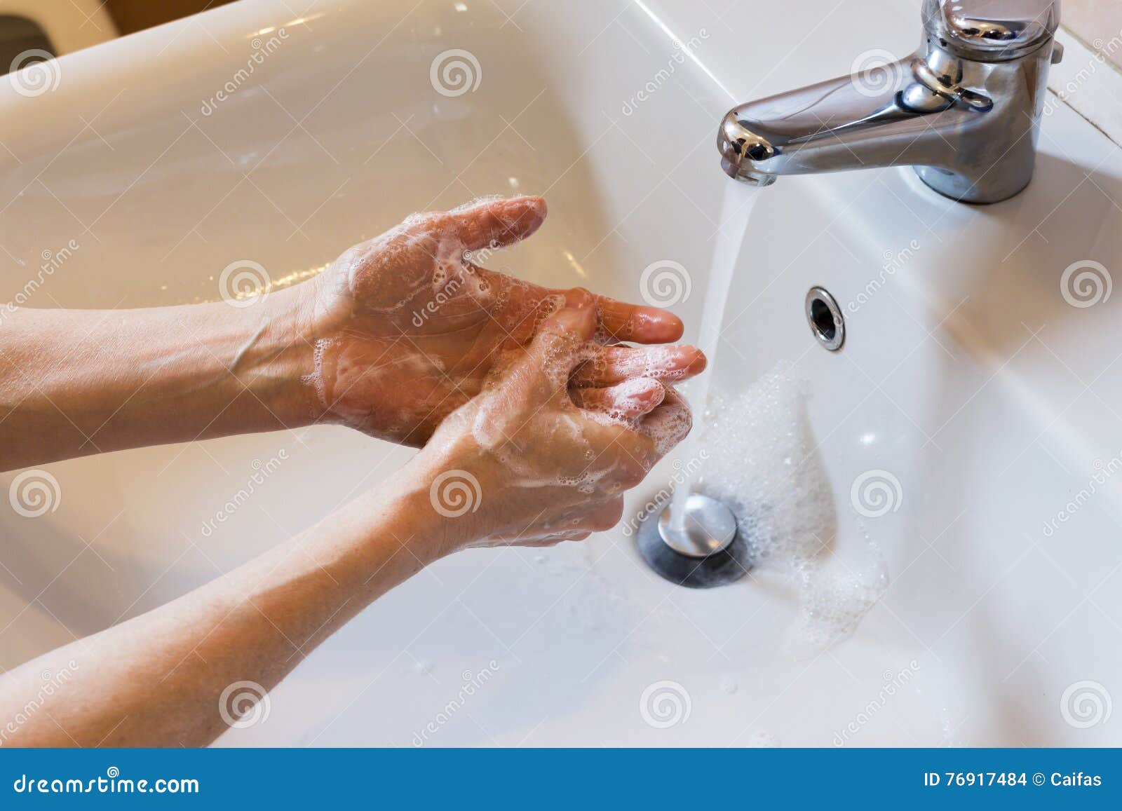 Woman Washing Hands with Soap Stock Photo - Image of hygiene, sink ...