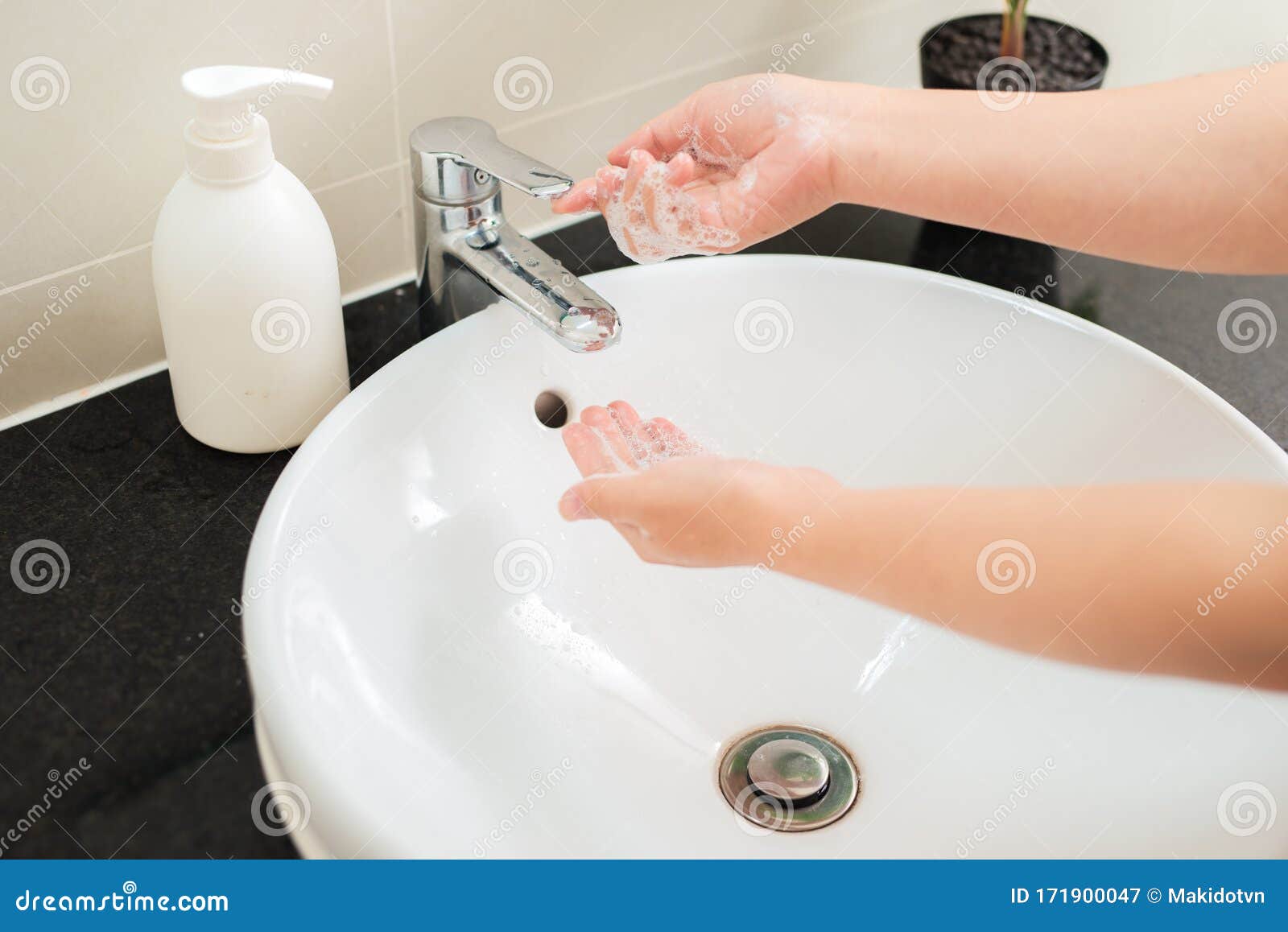 Woman Washing Hands Under Running Water Stock Image - Image of faucet ...