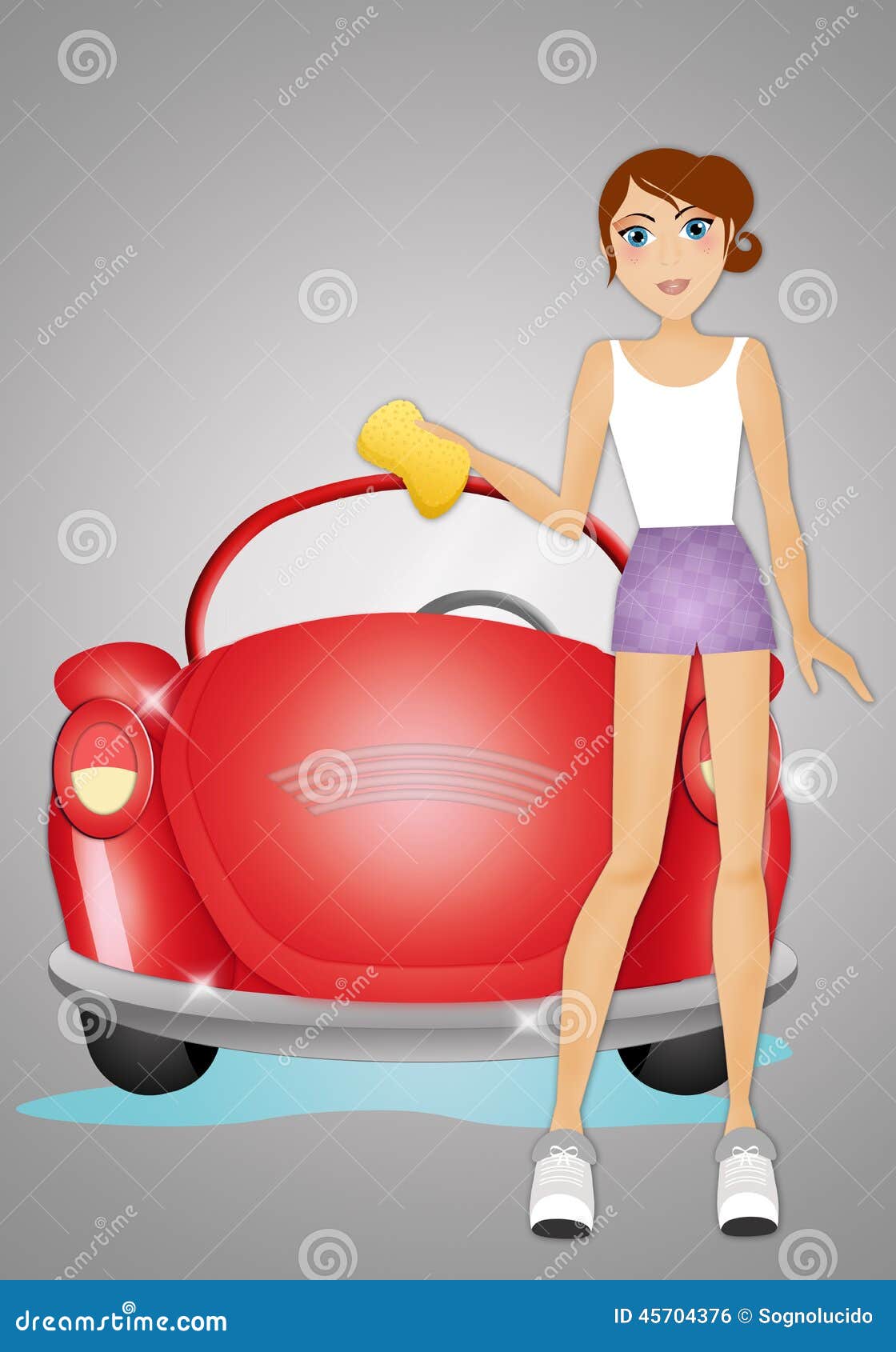 Woman washing her car stock illustration. Illustration of shower - 45704376