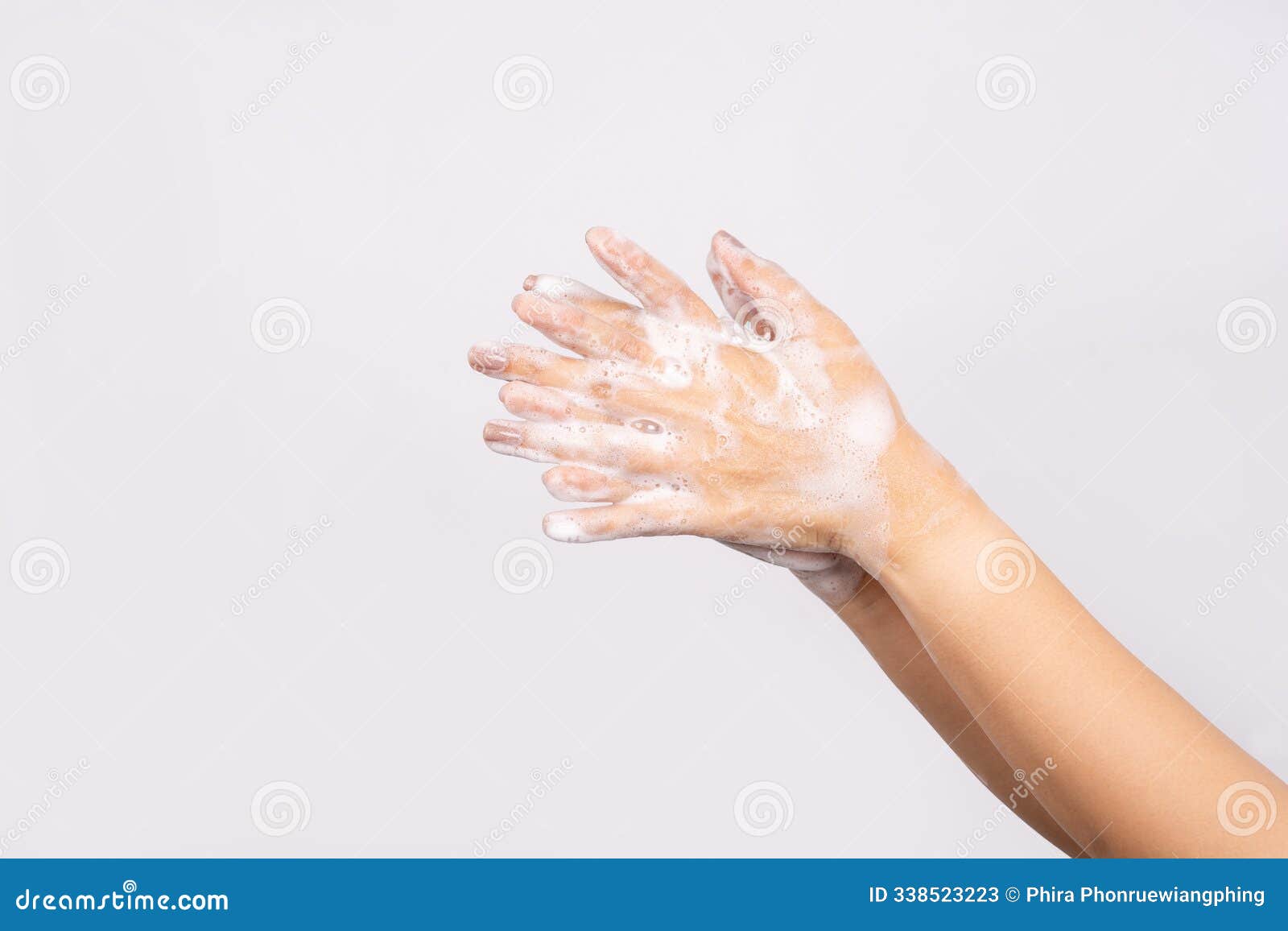 Woman Washing Her Nails on a White Background Stock Image - Image of ...