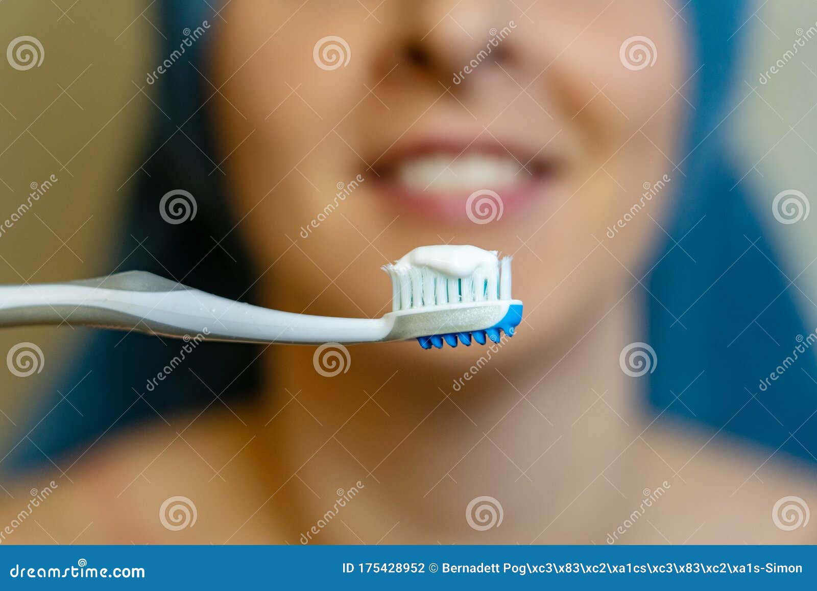 Woman Washing Her Teeth after Shower daily Routine Stock Photo - Image ...