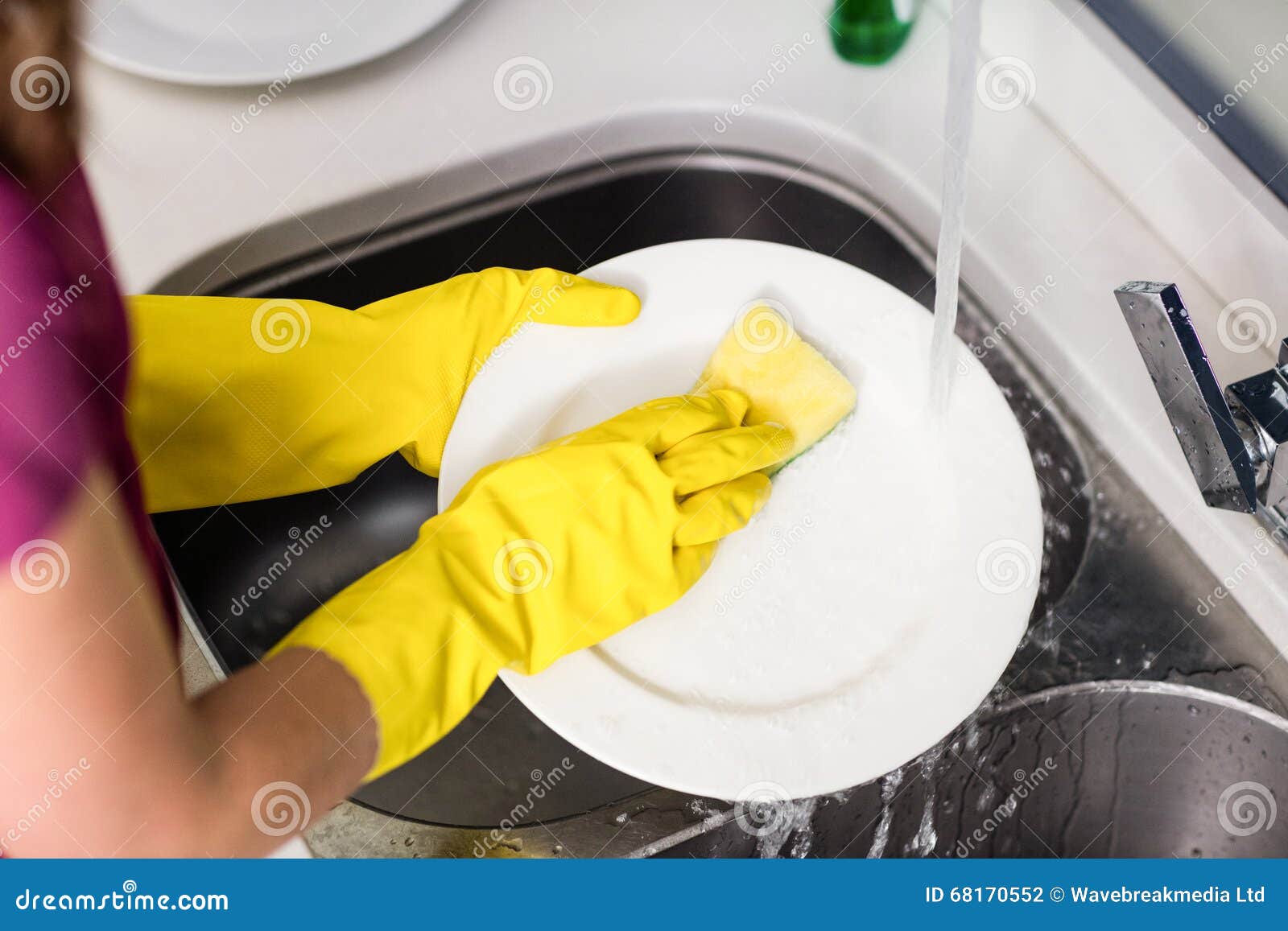 Woman Washing Plate at Kitchen Washbasin Stock Photo - Image of clean ...