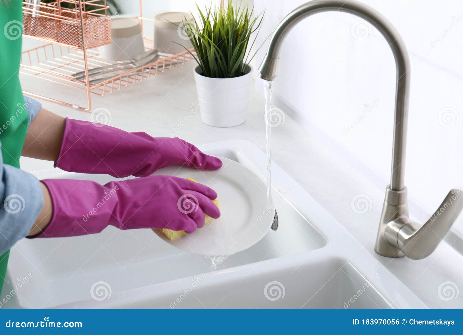 Woman Washing Plate in Kitchen, Closeup Stock Photo - Image of modern ...