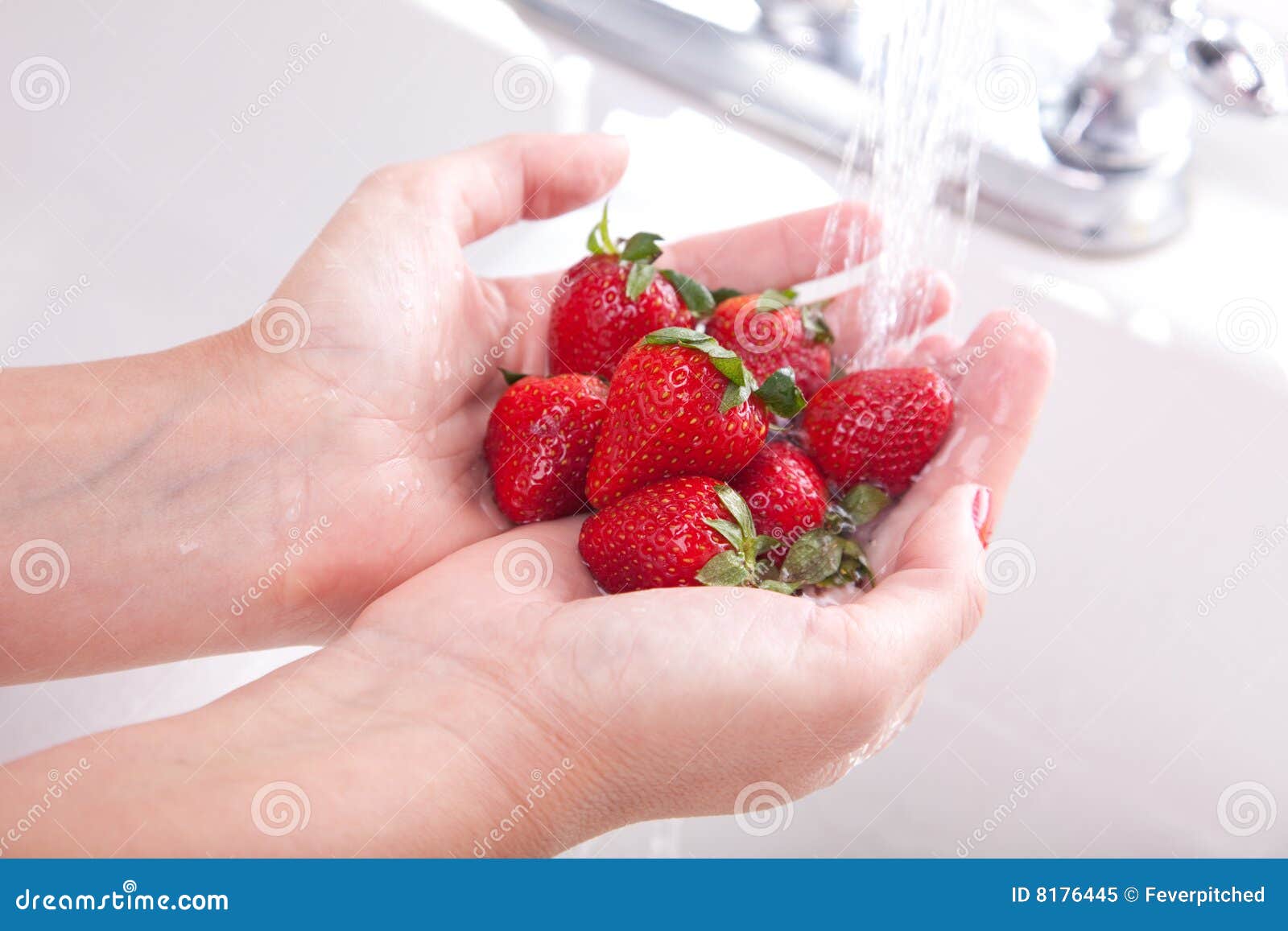 Woman Washing Strawberries stock image. Image of clean - 8176445