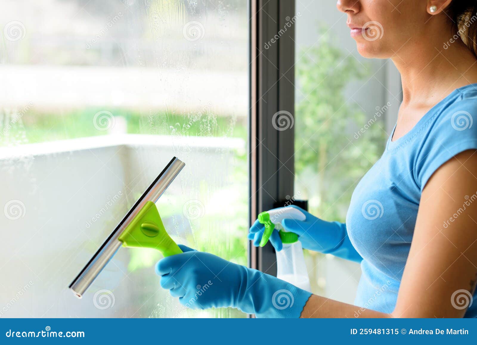 Woman Washing Windows at Home Stock Image - Image of housewife ...
