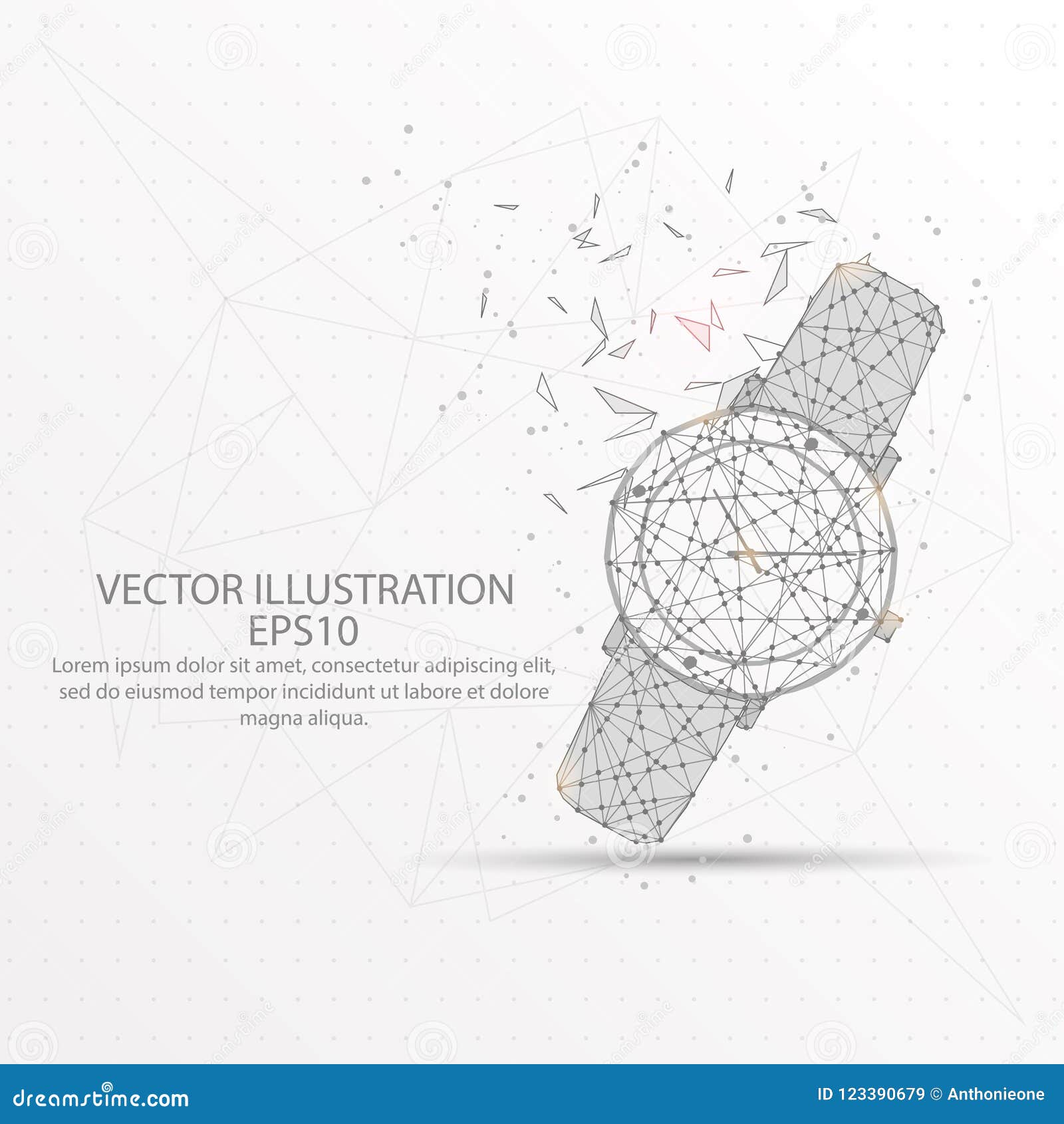 Woman Watch Low Poly Wire Frame on White Background. Stock Vector ...