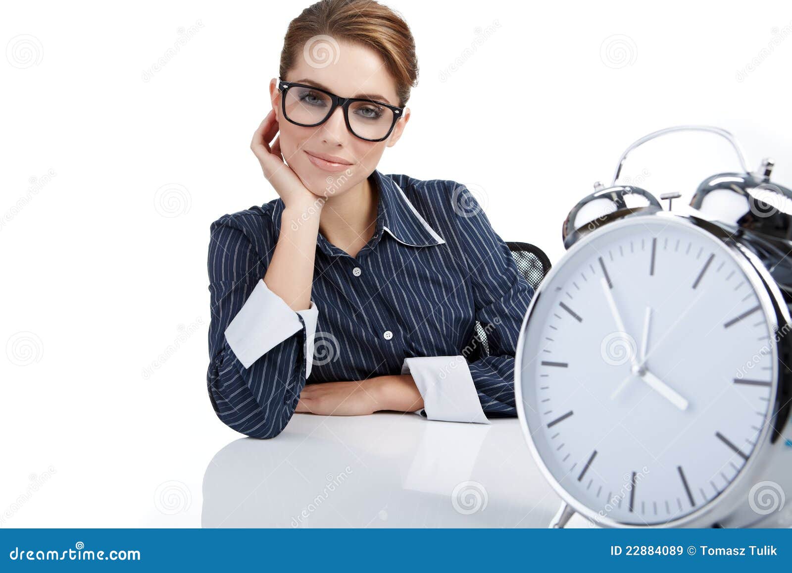 Woman with Watch in the Office Stock Image - Image of office, girl ...