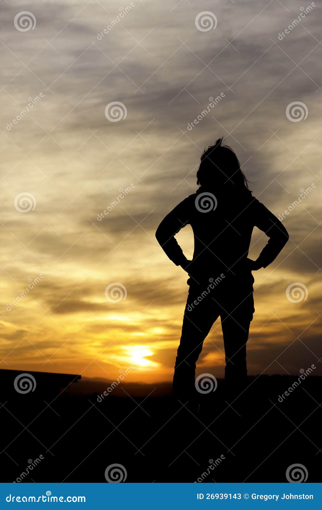 Woman watches the sunset. stock image. Image of person - 26939143