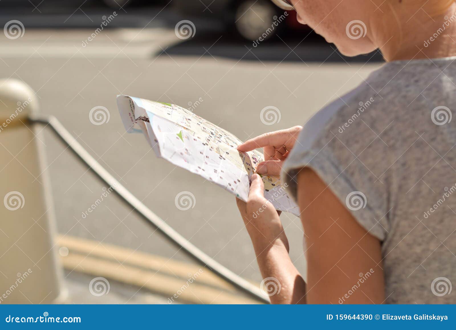 Woman Watching the City Map Stock Photo - Image of females, group ...