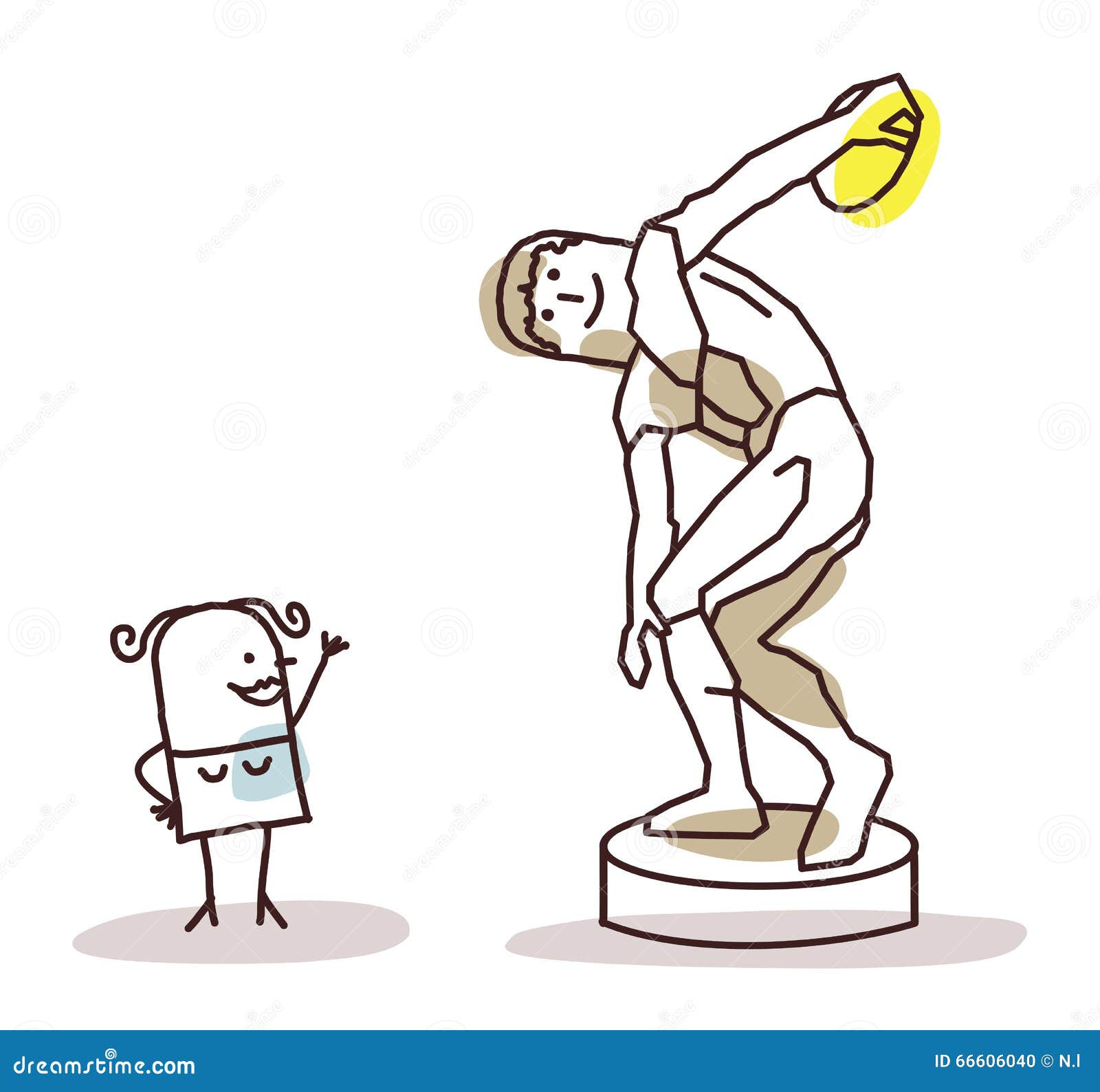 Discus Thrower Side Isolated Cartoon Vector Illustration ...