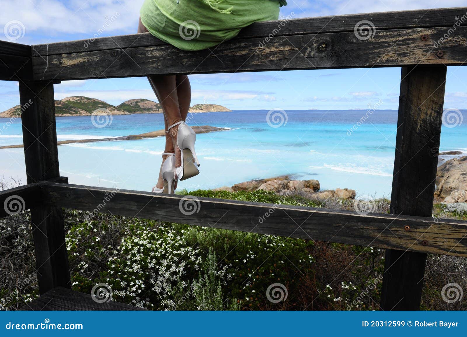 Woman Watching Over Ocean in High Heels Stock Image - Image of ...