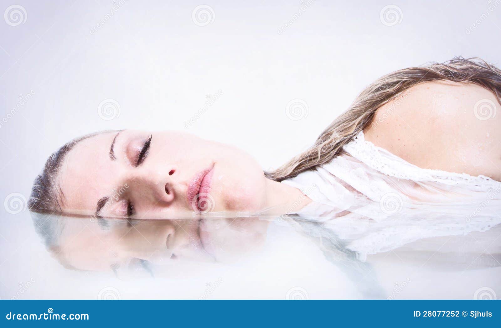 Woman in Water with Reflection Stock Photo - Image of natural, nature ...