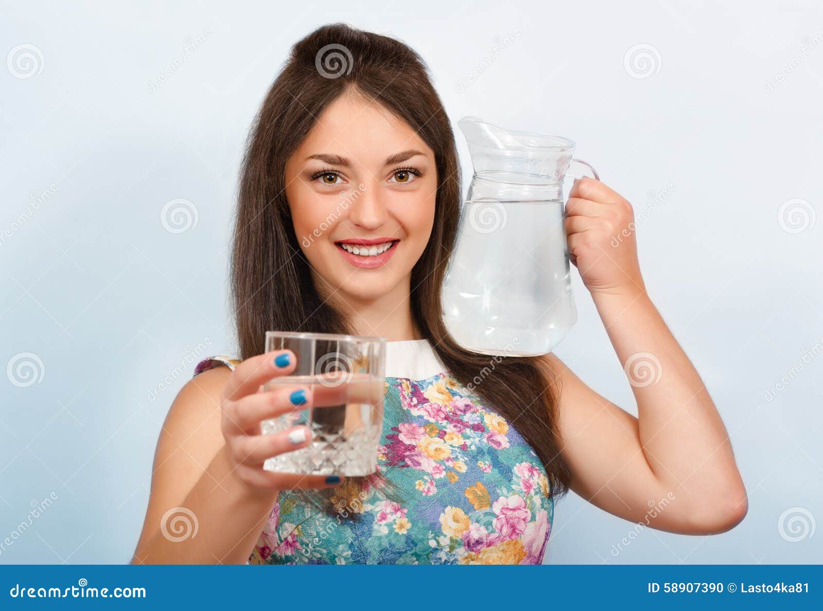 Woman with water stock photo. Image of fresh, holding - 58907390