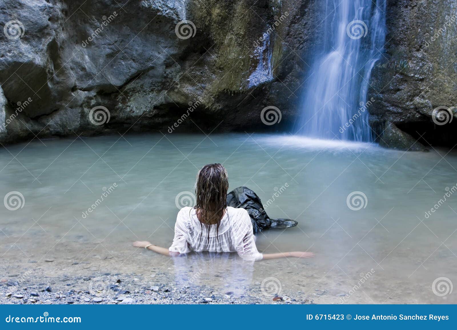 Woman in waterfall stock image. Image of long, relaxation - 6715423