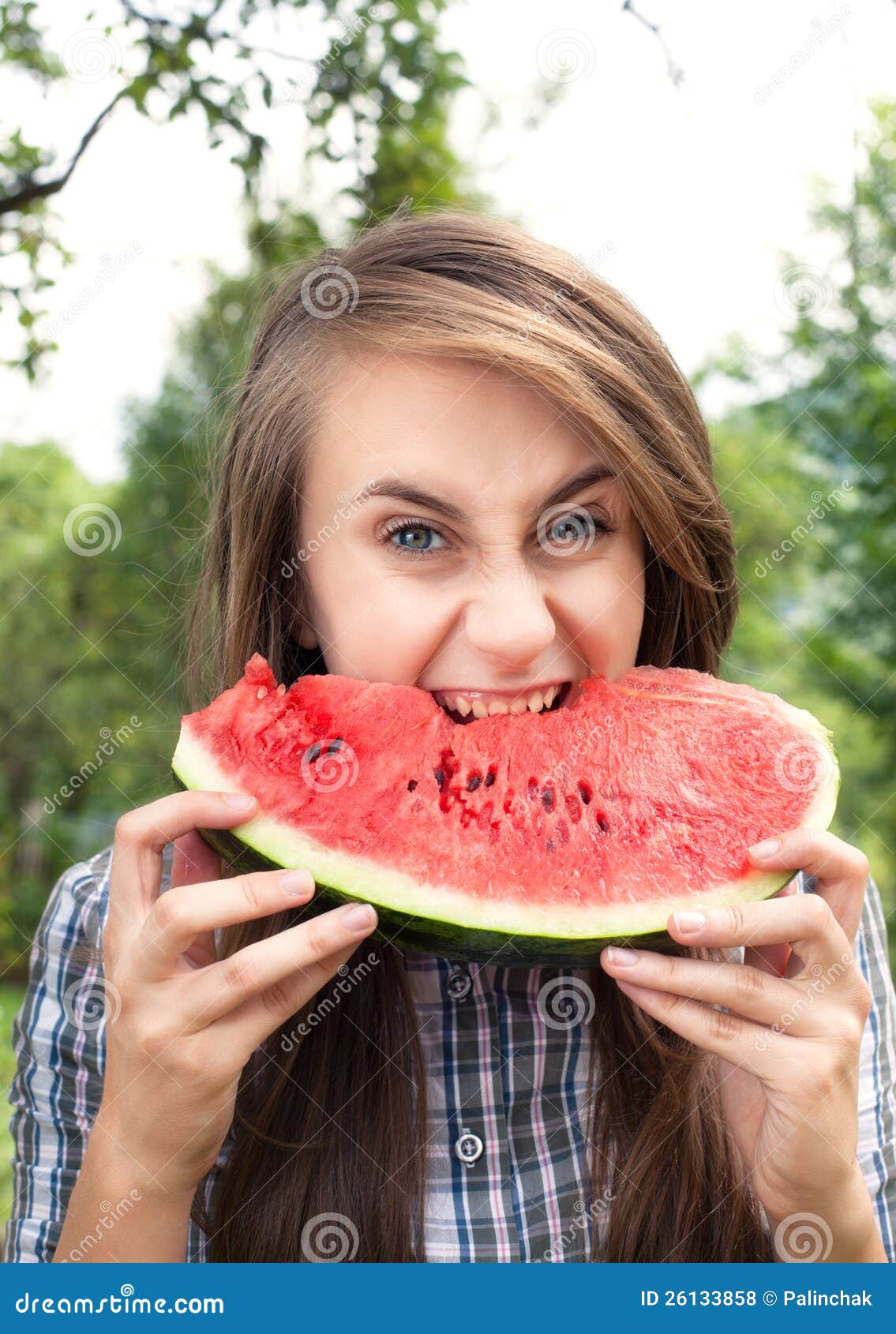 Woman and watermelon stock photo. Image of carefree, healthcare - 26133858