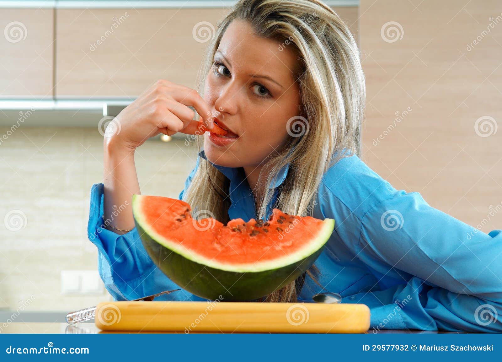 Woman with watermelon stock photo. Image of girl, beauty - 29577932