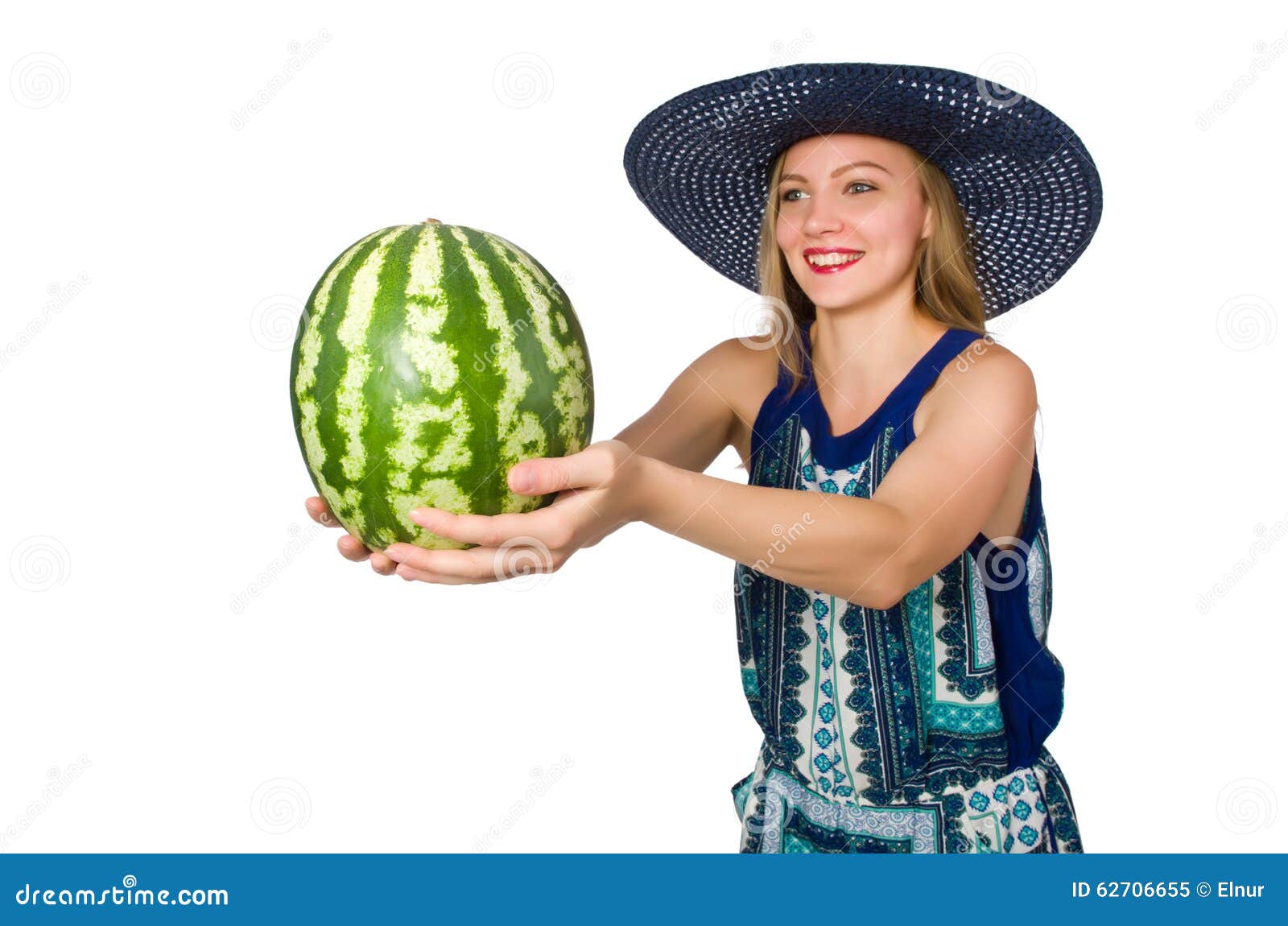 Woman with Watermelon Isolated on White Stock Image - Image of hand ...