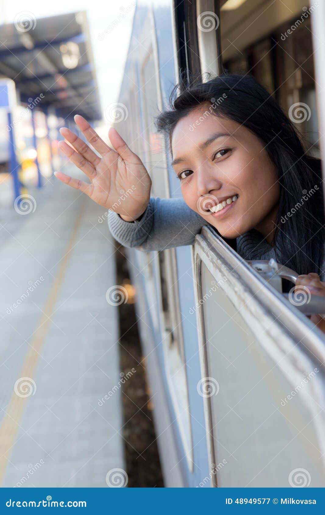 Woman Waving Greeting Moving Train Photos - Free & Royalty-Free Stock ...