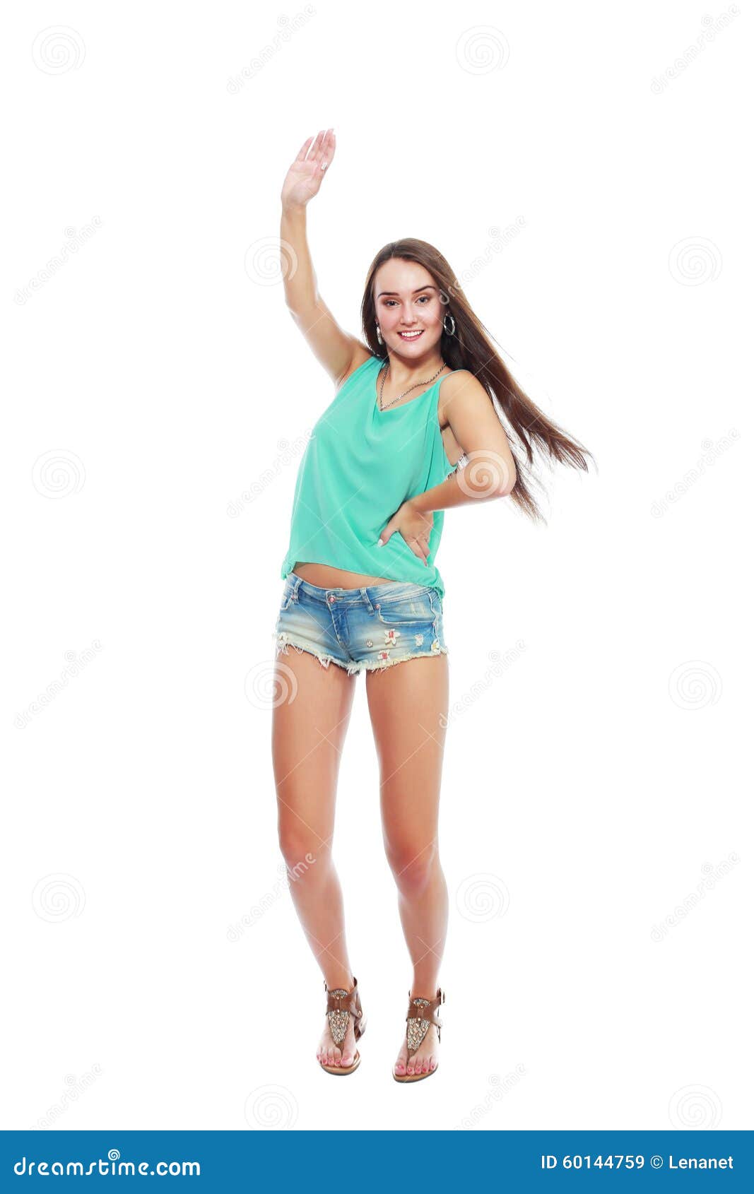 Woman Waving Hand Stock Image Image Of Figure High 60144759
