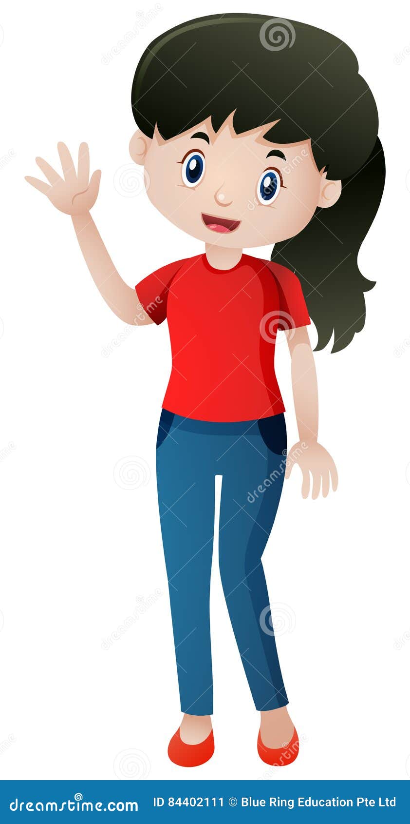 Woman Waving Hand Hello Stock Illustration Illustration Of Hand 84402111