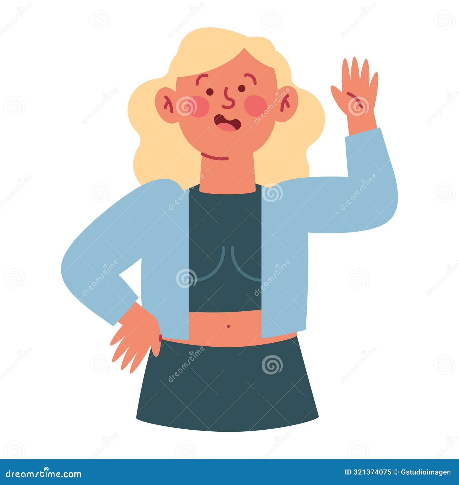 Woman Waving with Her Left Hand Stock Vector - Illustration of waving ...