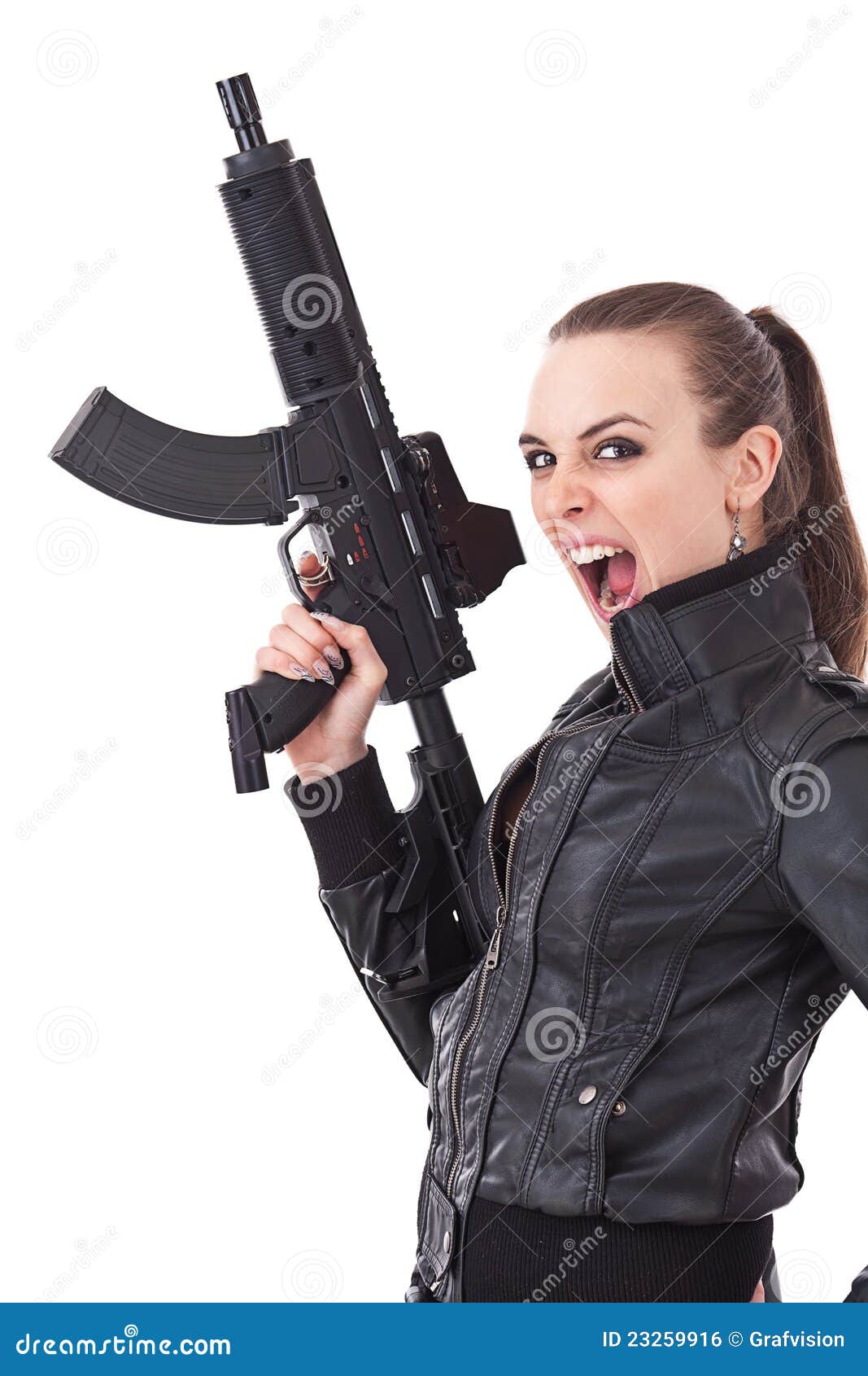 Woman with weapon stock photo. Image of danger, beauty - 23259916
