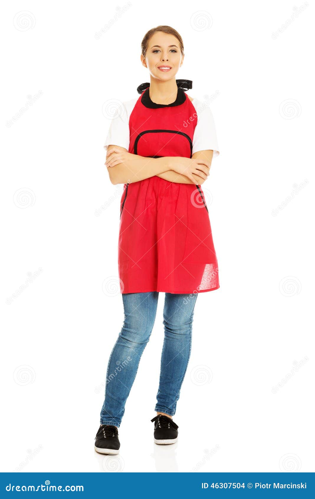 Woman wearing apron stock photo. Image of confidence - 46307504