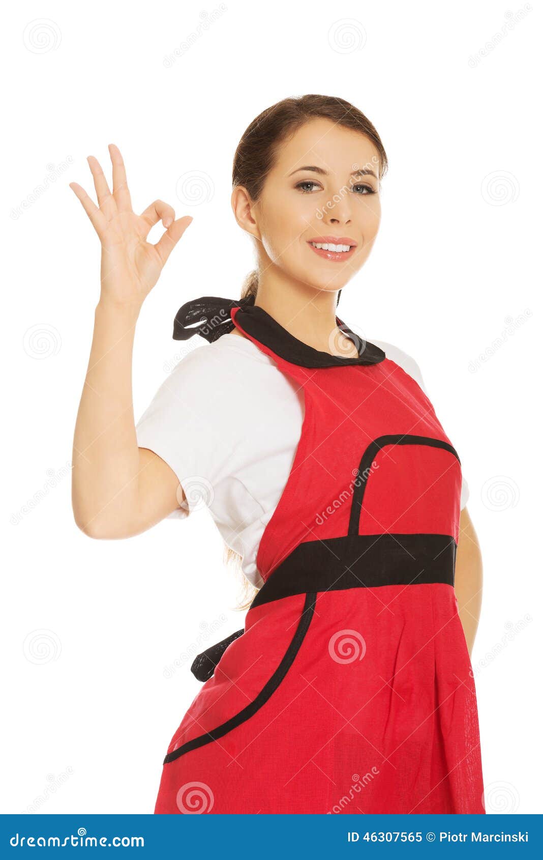 Woman wearing apron stock image. Image of background - 46307565