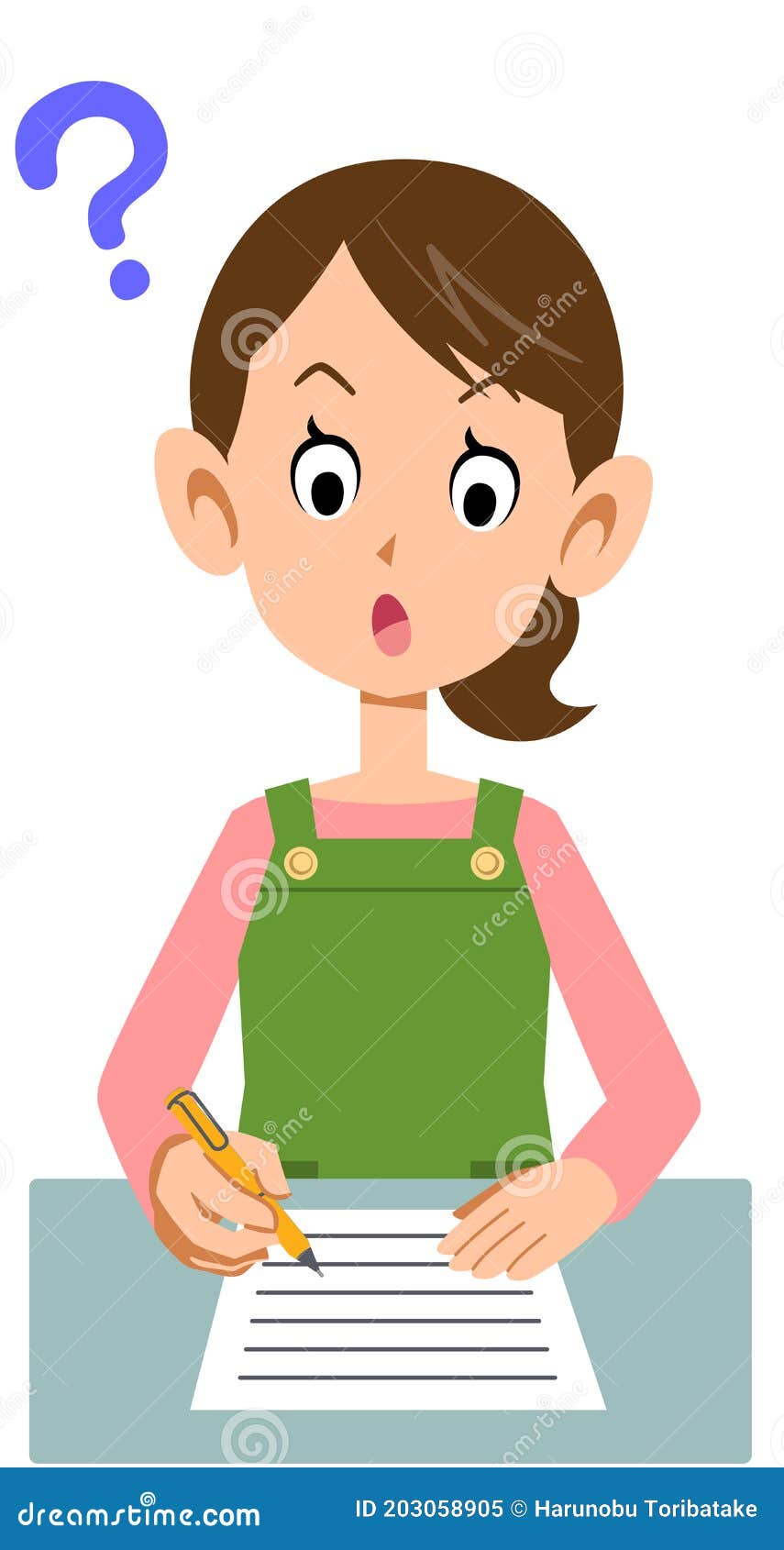 A Woman Wearing an Apron To Fill Out Documents with a Questionable Look ...