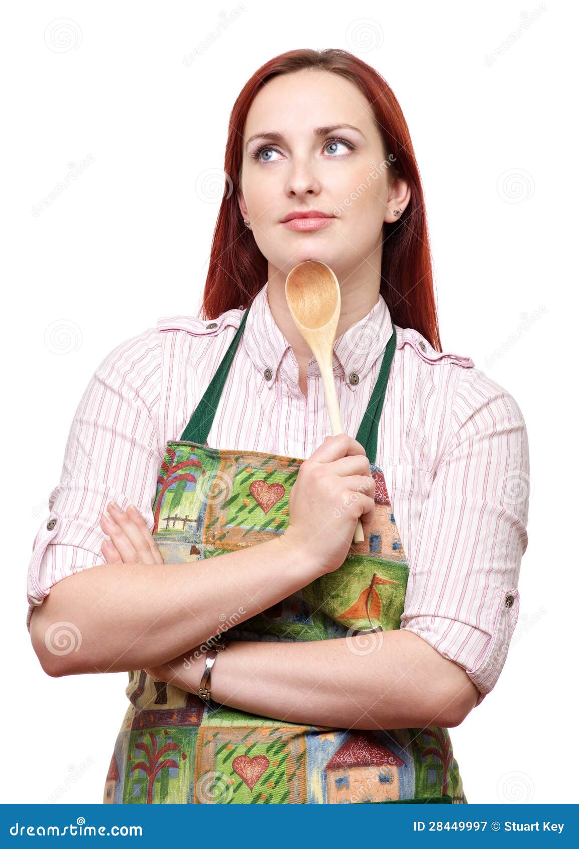 Lady Cook Wearing Apron, Holding A Wooden Spoon Royalty-Free Stock ... Lady Cook Wearing Apron, Holding A Wooden Spoon Royalty-Free Stock ...