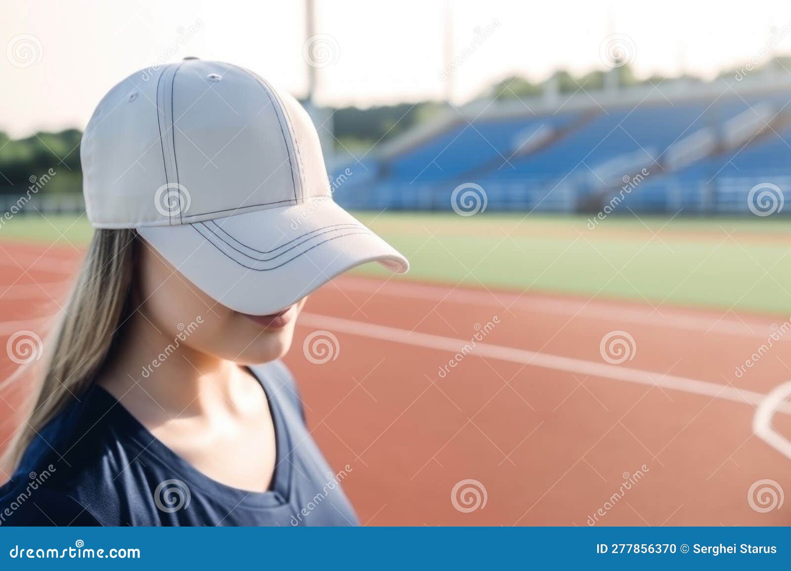 A Woman Wearing A Baseball Cap On A Tennis Court Generative Ai Image