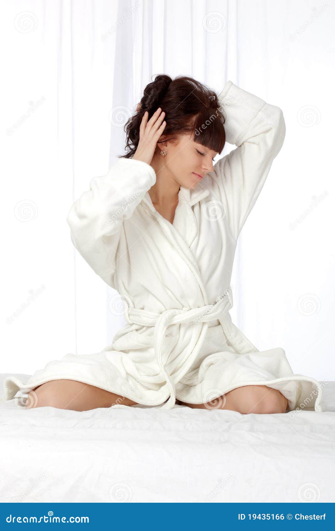 Woman wearing bathrobe stock photo. Image of adult, gentle - 19435166