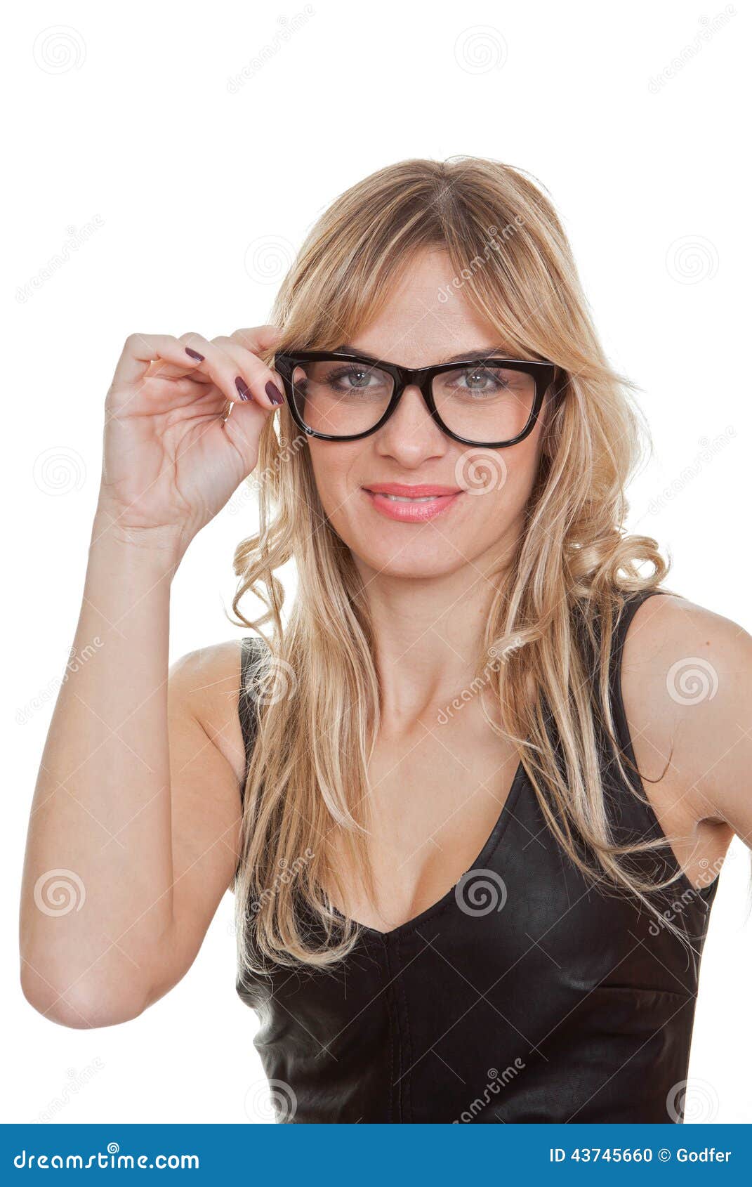 Woman Wearing Black Generic Glasses Stock Photo - Image of business ...