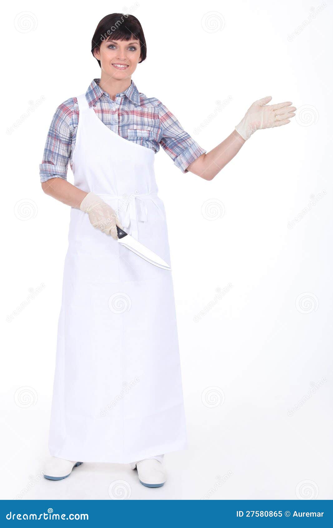 Woman Wearing a Butcher S Uniform Stock Image - Image of quality, fresh ...