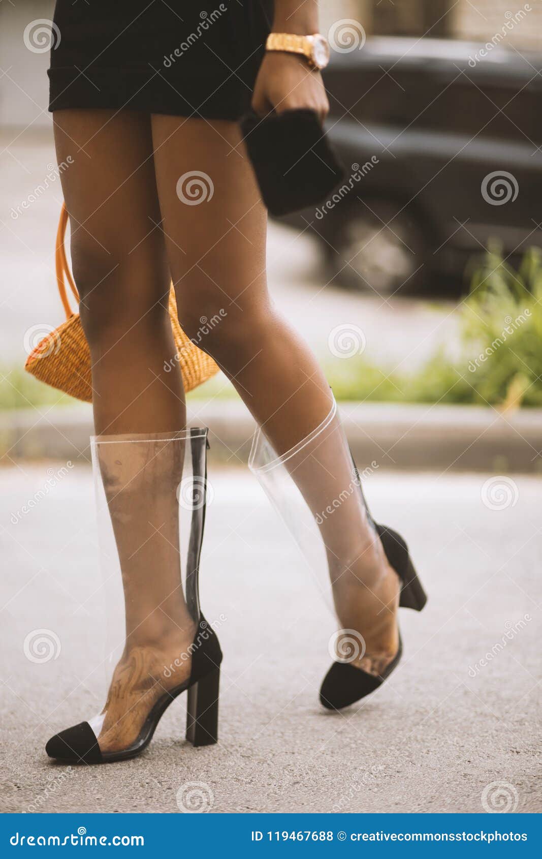 Woman Wearing Clear Plastic Heels Picture. Image: 119467688