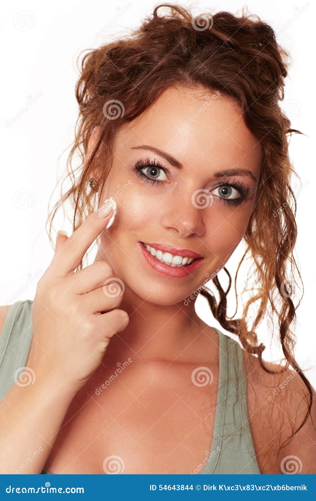 Woman is Wearing a Face Cream Stock Photo - Image of brunette ...