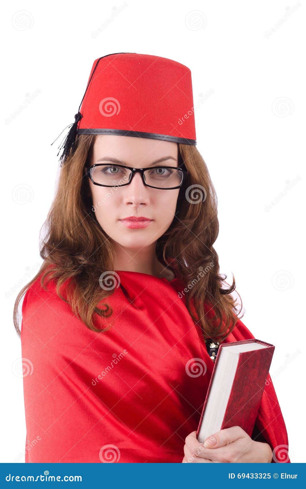 The Woman Wearing Fez Hat Isolated on White Stock Image - Image of arab ...