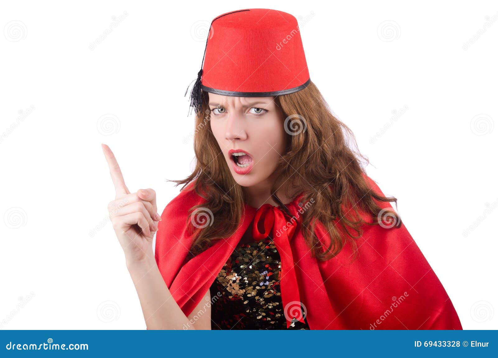The Woman Wearing Fez Hat Isolated on White Stock Photo - Image of ...