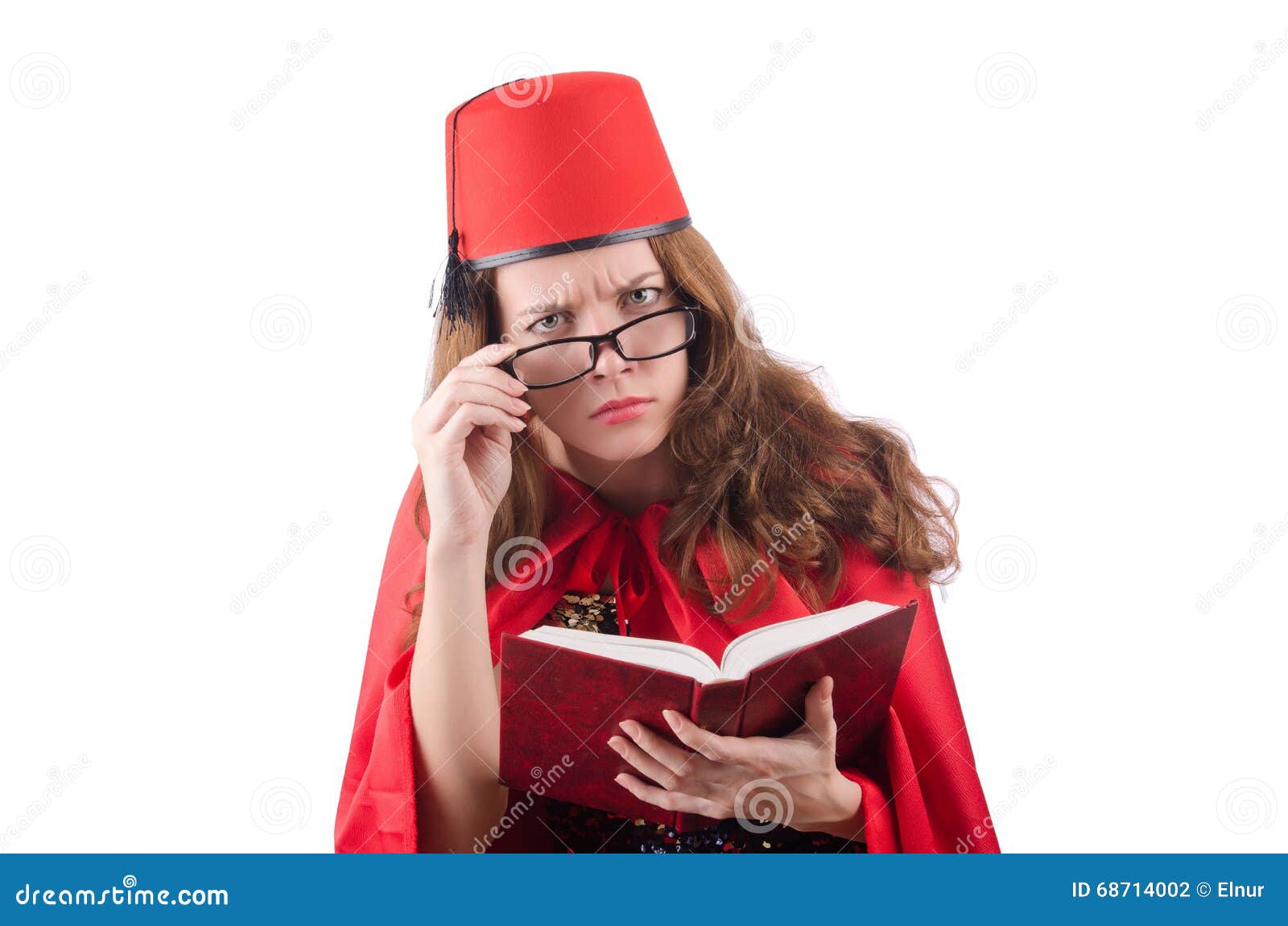The Woman Wearing Fez Hat on White Stock Photo - Image of ethnic ...